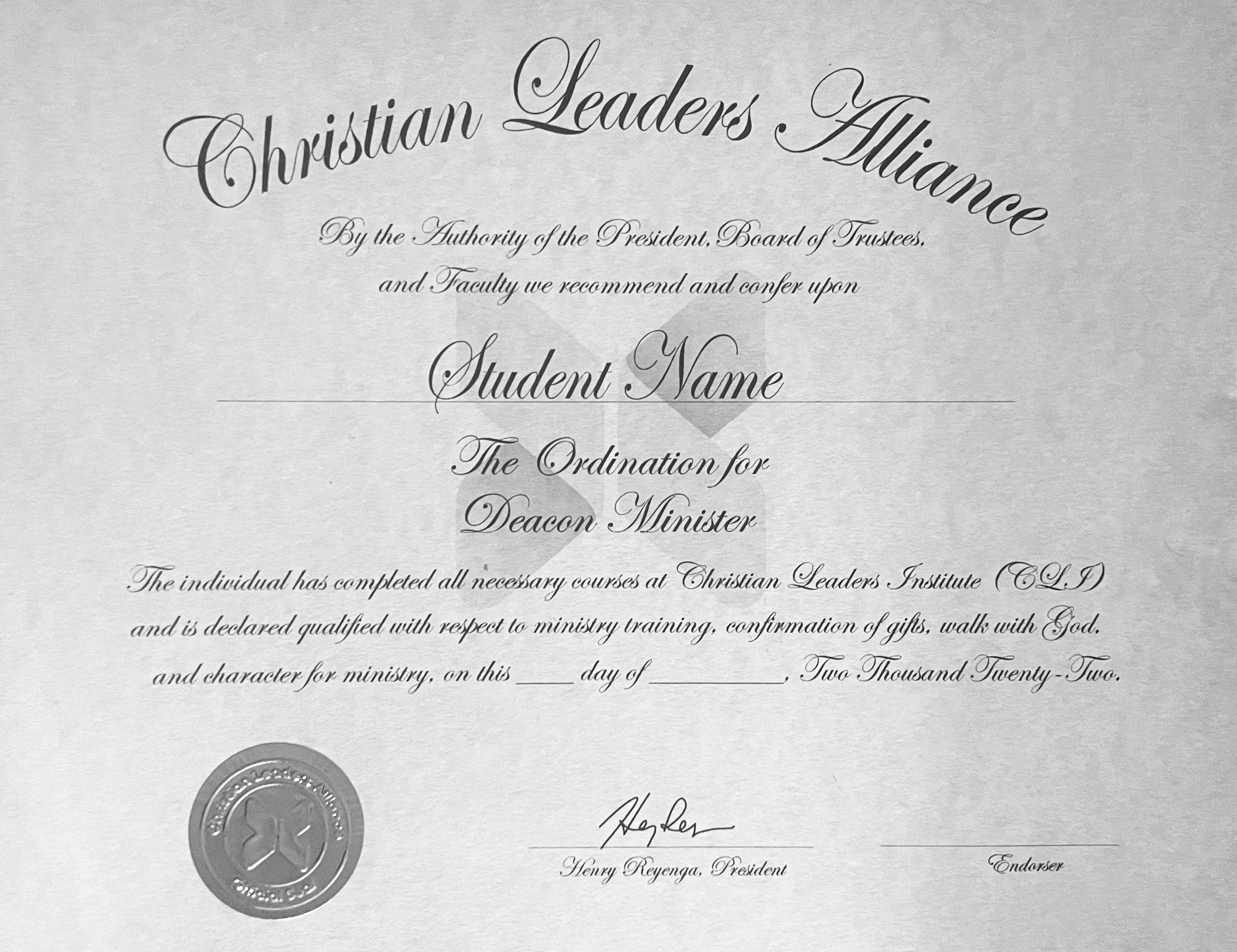 Minister Credentials – Christian Leaders Ministries