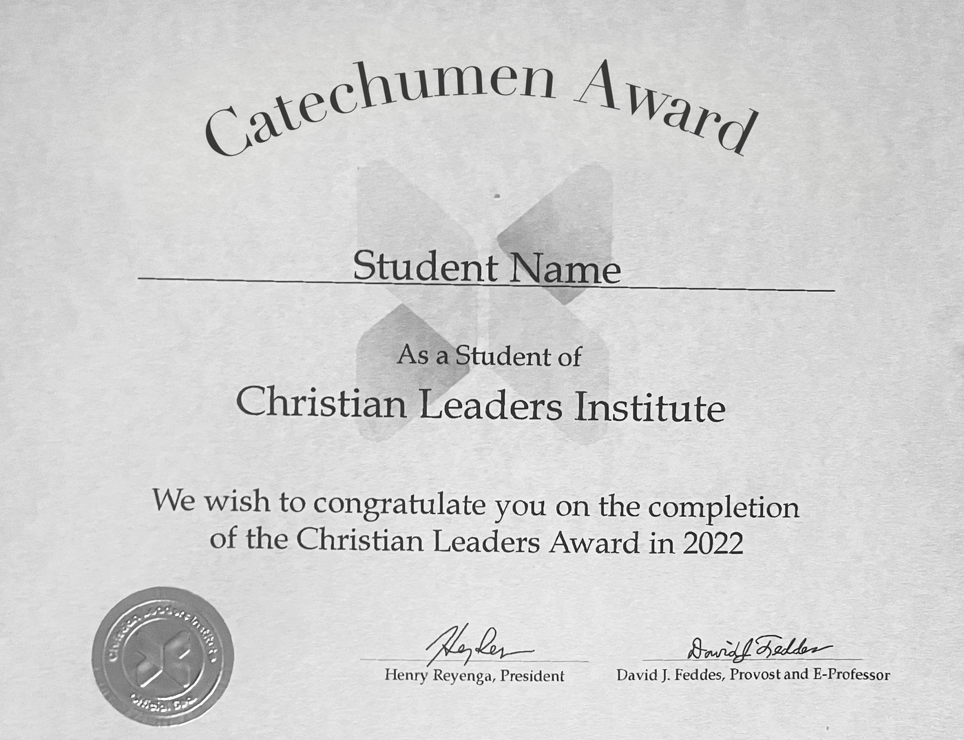 Catechumen Award (Tier 1) – Christian Leaders Ministries