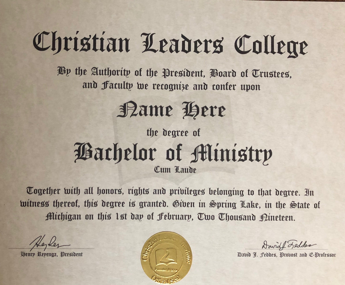 Bachelor of Ministry Degree – Christian Leaders Ministries