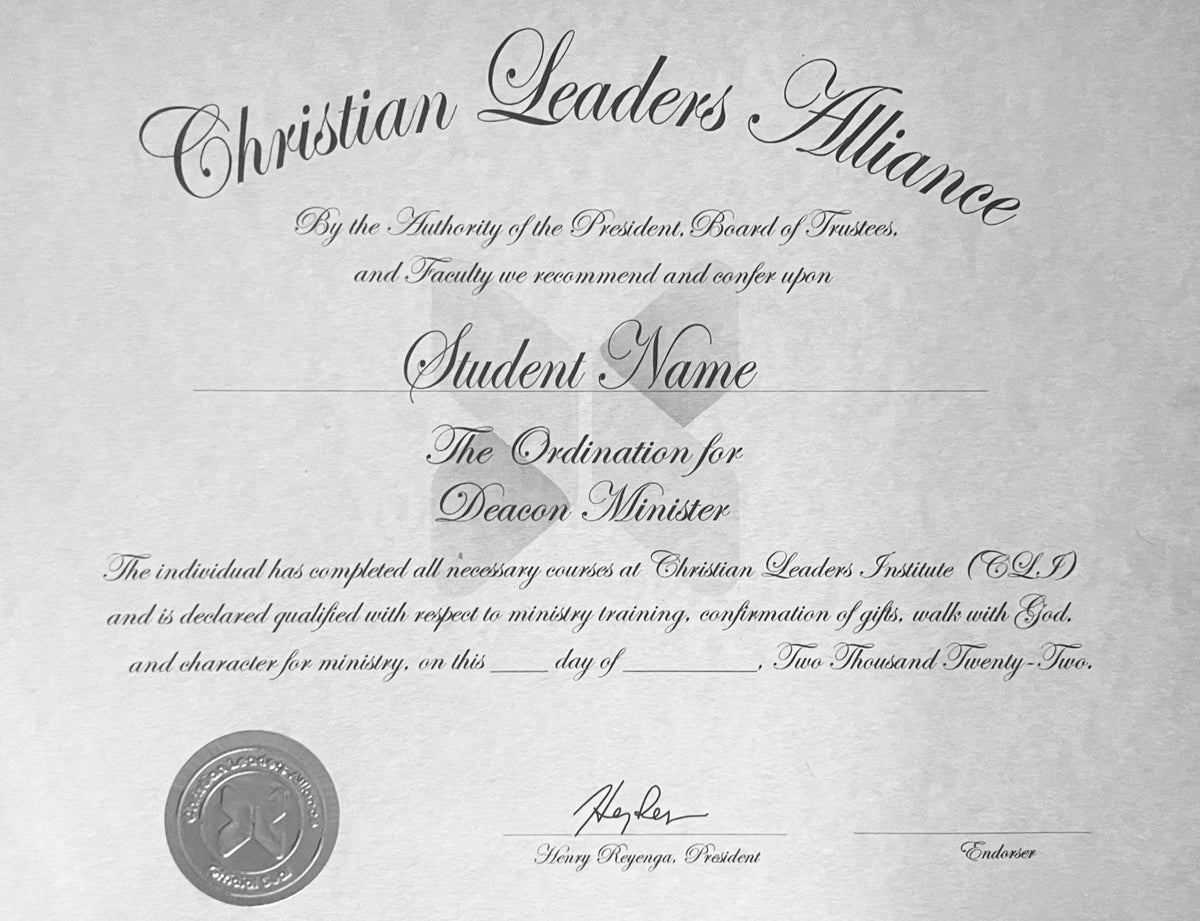 Licensing/Ordination/Minister Certificate (Retired Credential ...