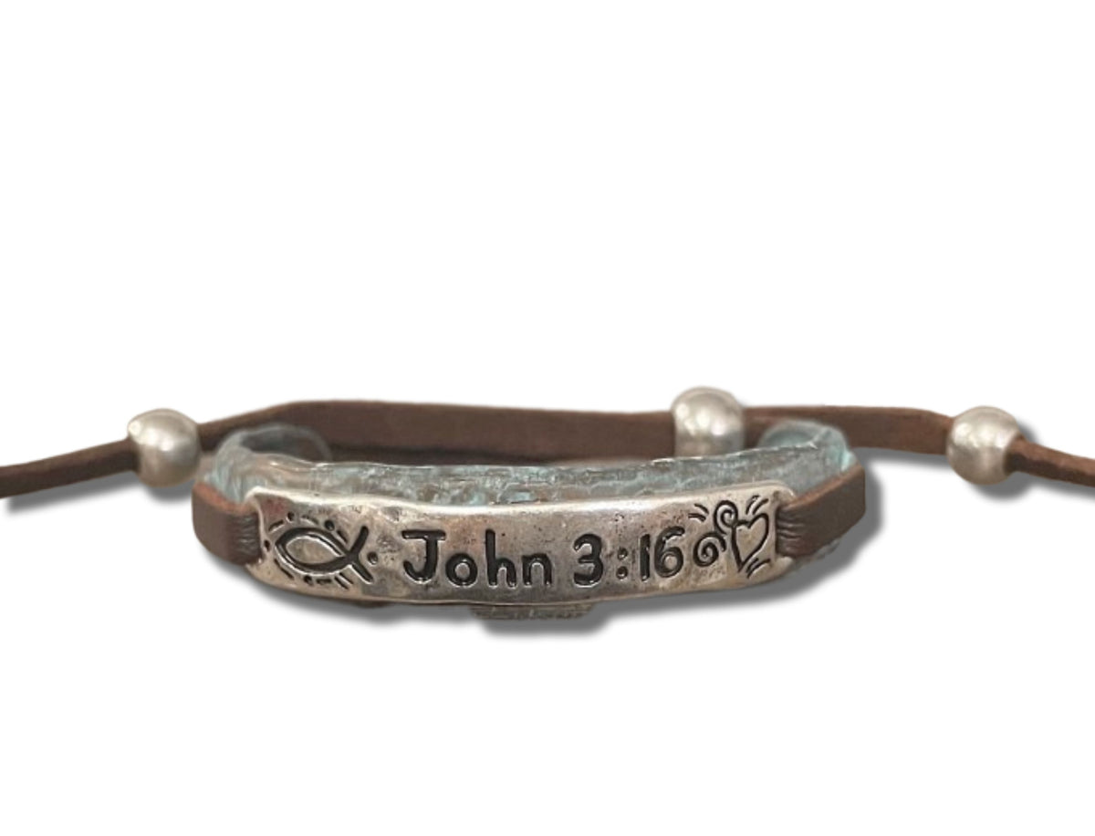 John 3:16 Leather Bracelet – Christian Leaders Ministries